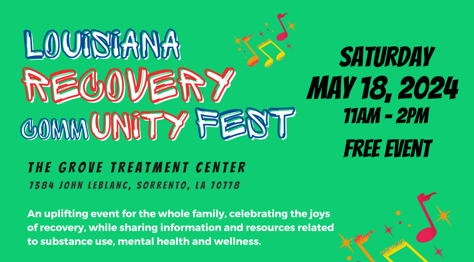 Recovery CommUNITY Fest - Saturday, May 18th - The Grove Recovery Center