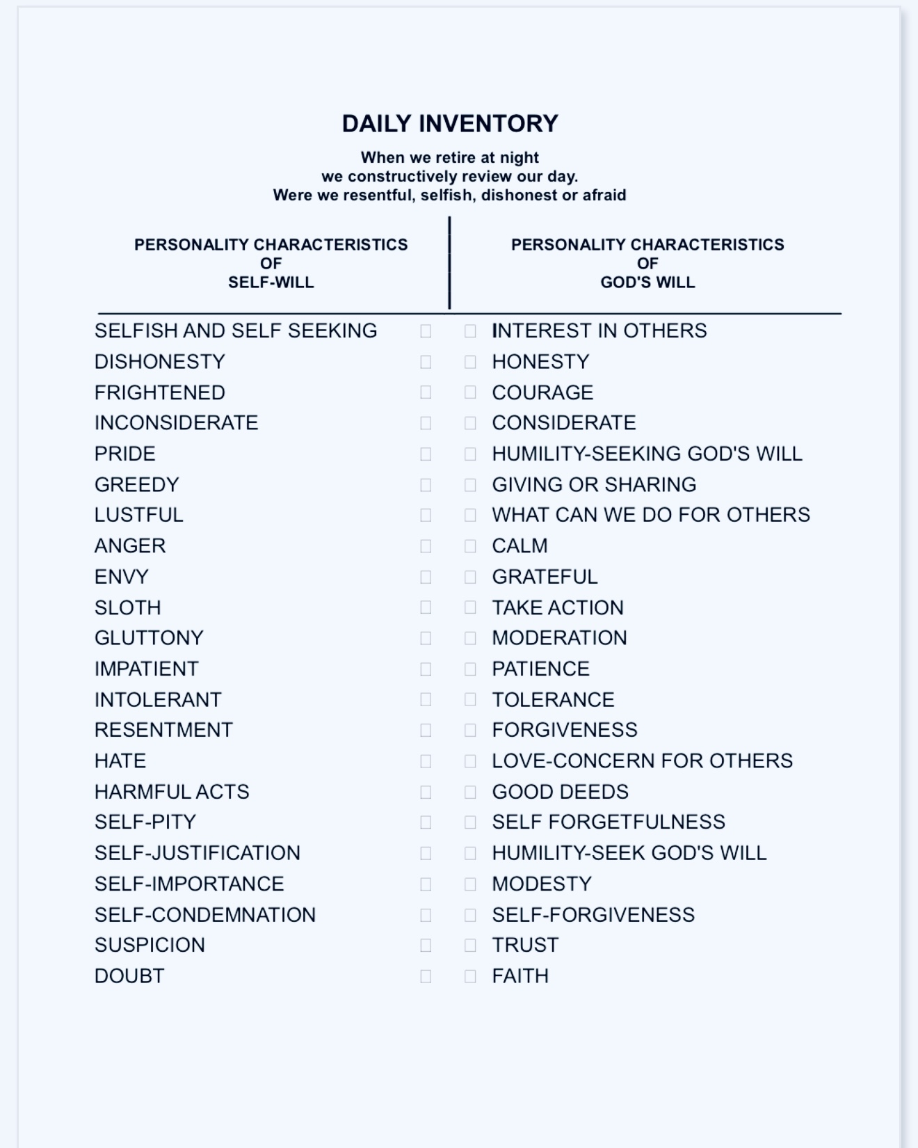 My Spiritual Toolkit: Step 10, Taking Personal Inventory By Greg F ...
